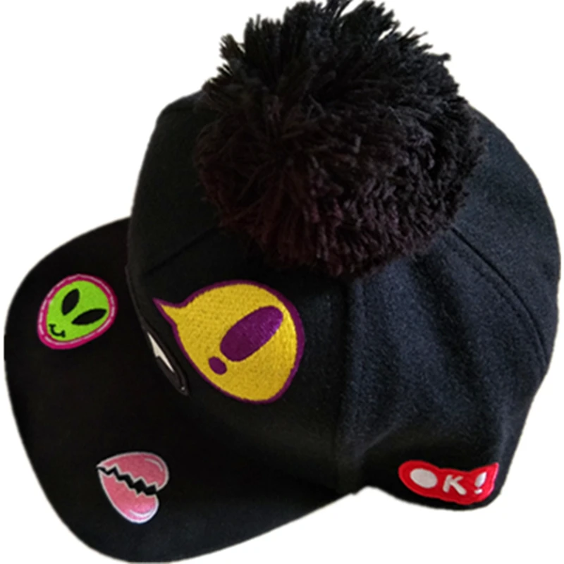 Aliens Eye Embroidery Hat Black Chapeau Flat Bill Adjustable Bone ...