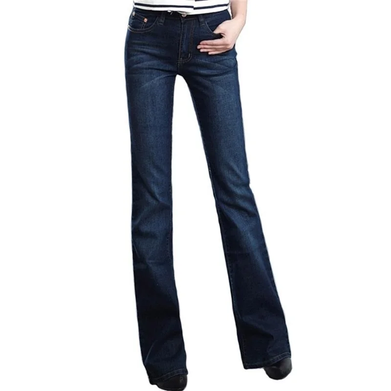Promotion High Quality Women's Slim Mid Waist Boot Cut Jeans Fashion ...