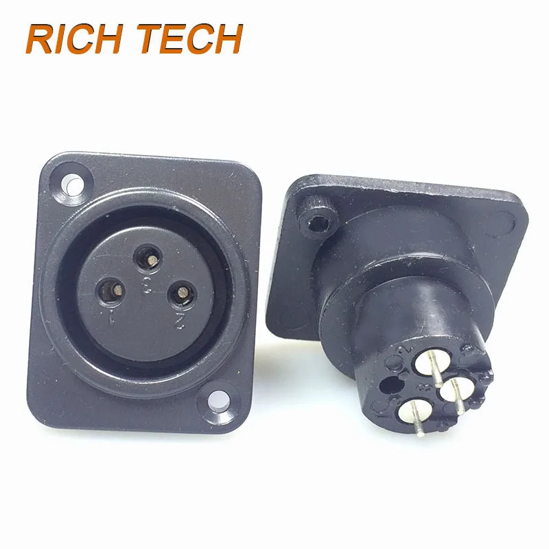 100pcs/lot 3 PIN XLR Panel Mount Chassis 3 Poles XLR Female Jack Socket ...