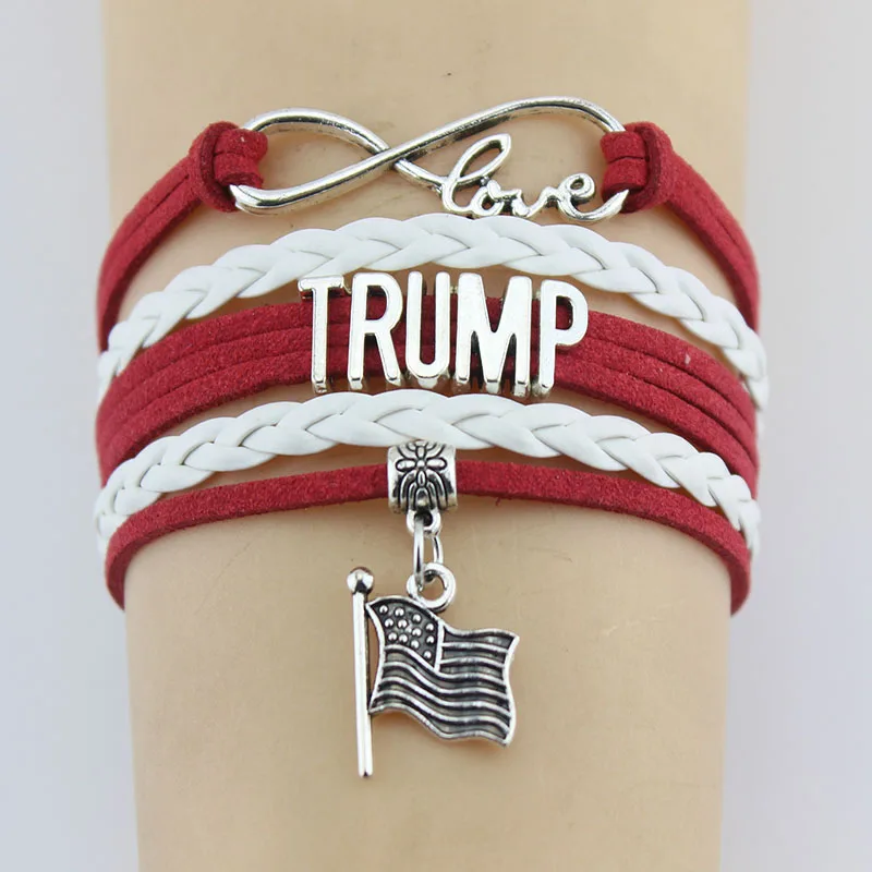 Drop Shipping Trump Bracelets Charm Handmade Flag Pendant Braided ...