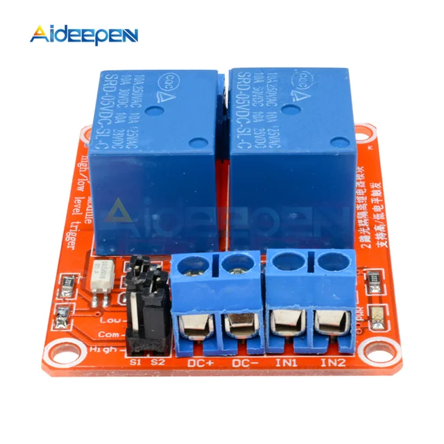 Interlock Relay 2-Channel 12V Relay Module With Optocoupler For Arduino ...