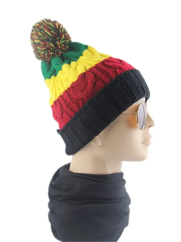 Bonnet Bob Marley avec rayures aux couleurs de la Jamaïque • Bob Marley