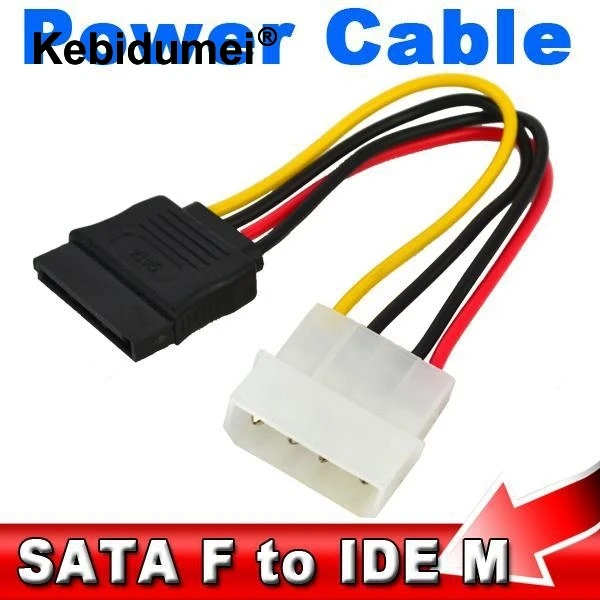 Kebidumei HDD sata to ide power cable 15 Pin SATA Female to Molex IDE 4 ...