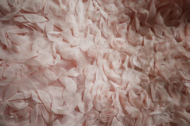 Fine Quality 3d Chiffon Ruffled Pleated Rosette Floral Lace Fabric 3d ...