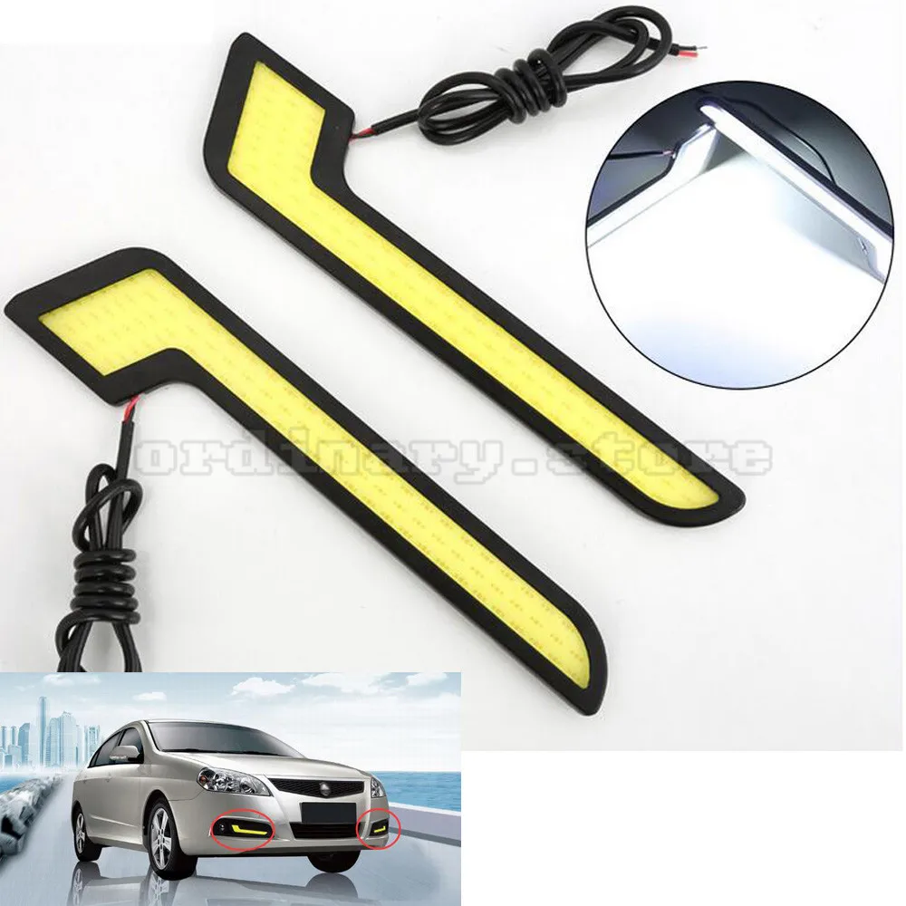 1 Pair L-shape Super White Cob Car Led Headlight Daytime Running Light ...