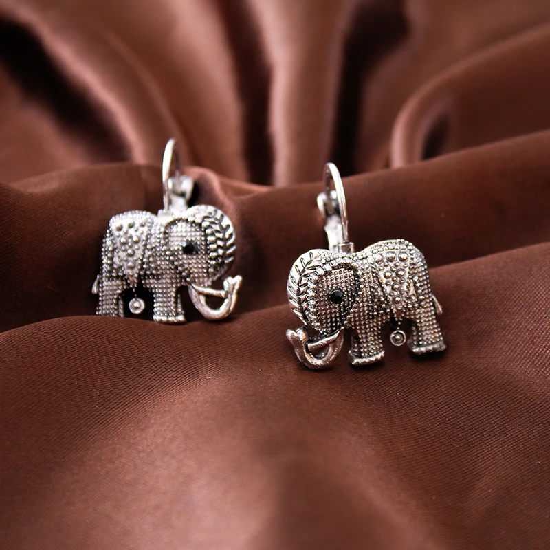 Fashionable Antique Animal Earrings Jewelry, Women's Charming Elephant ...