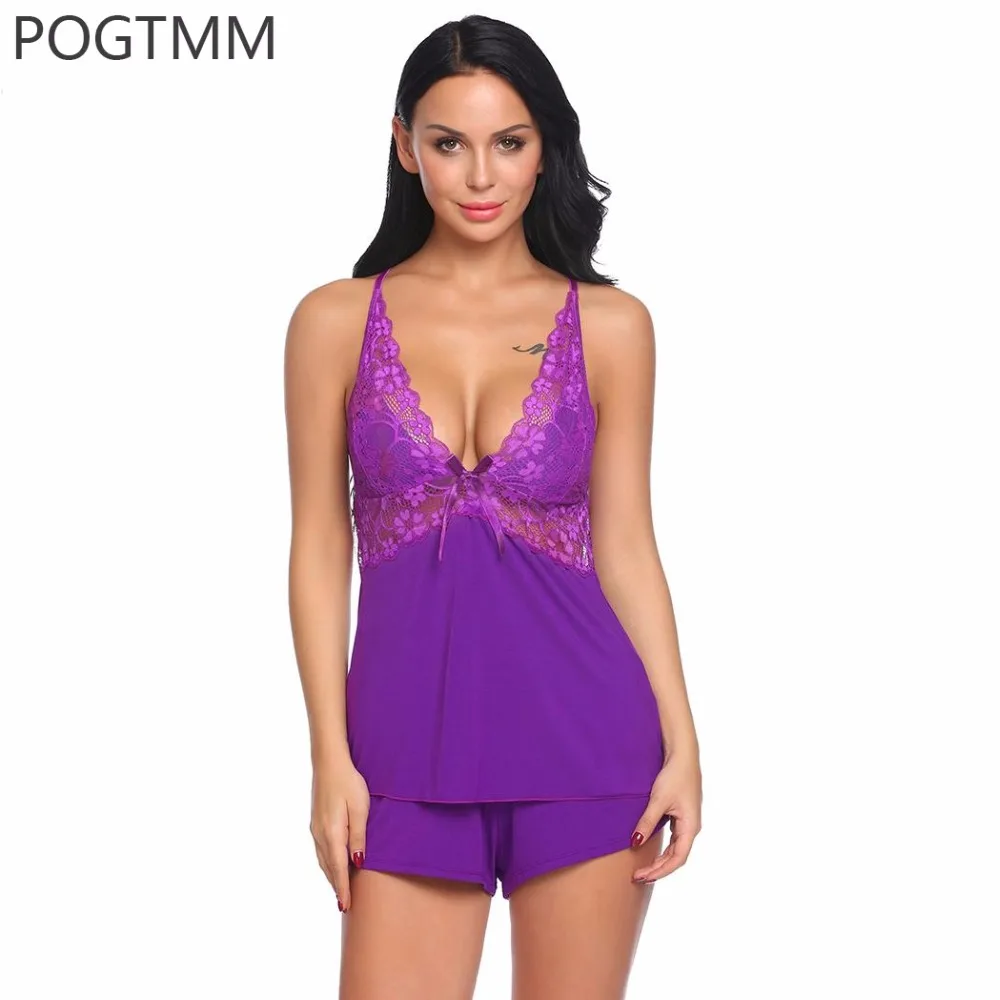 Summer 2018 Sexy Women Nightwear Suit Cami Shirt Shorts Lady Pajama Set