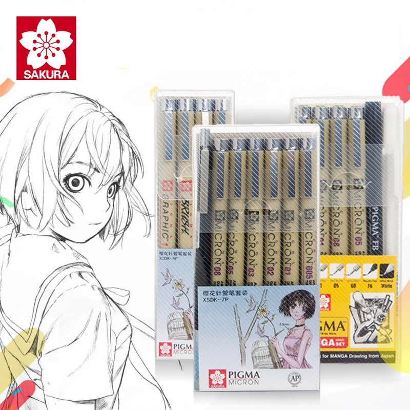 Sakura-Pigma-Micron-pluma-de-dibujo-delineador-de-aguja-pincel-de-pigmento-resistente-al-agua ...