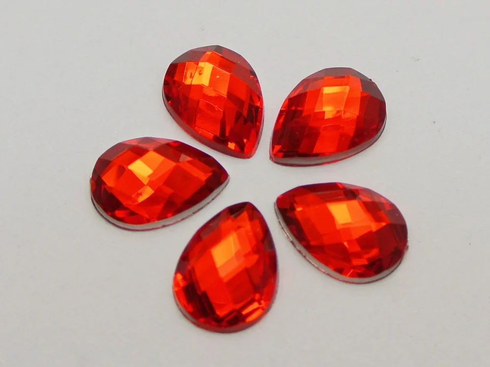 200 Red Acrylic Flatback TearDrop Rhinestone Gems 10X14mm No Hole|hole ...
