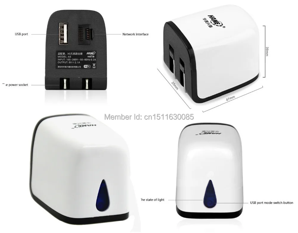 3G portable mini wireless router usb charger adapter wifi Router WIFI ...