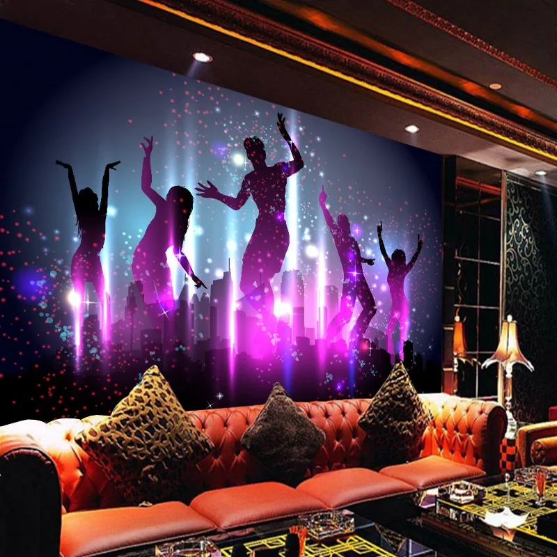 Custom Mural Cool Fashion Carnival Crowd Dancing Party Bar Background ...