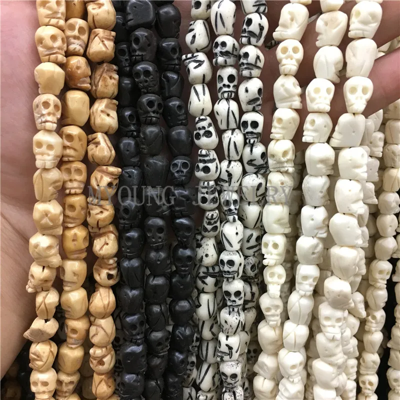 10x9mm-Multi-Color-Skull-Carved-Bone-Beads-Skull-Head-Shape-Drilled ...