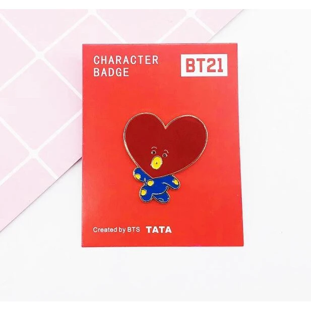 Kpop BTS BT21 TATA heart iron Brooch badge Stock Offical dolls,girl boy ...