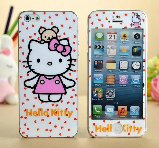 LJ26 fly hello kitty Luxury Sticker For Iphone 5 5S SE Tempered Glass ...