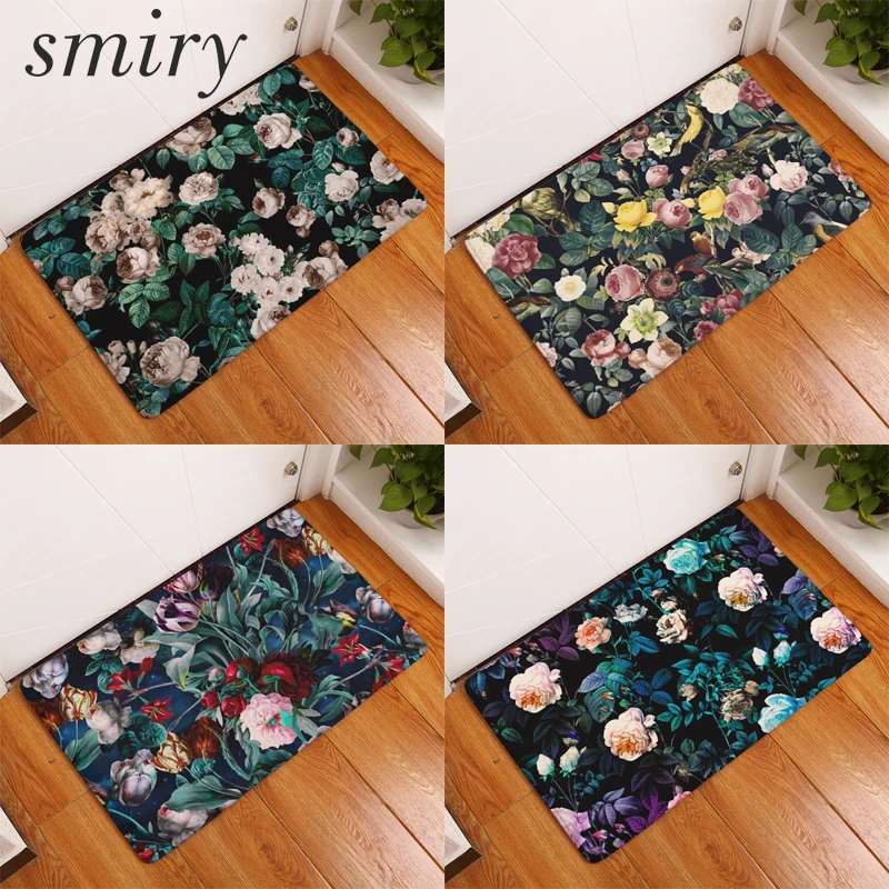 Smiry welcome home door mats for entrance door luxuriant plant rose ...
