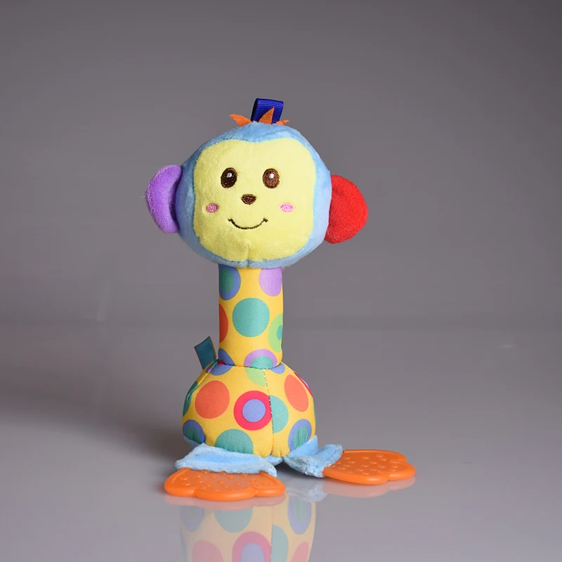 Soft Animal Baby Toy Ring Bell Plush Rattle Squeaker Rod Cartoon Animal ...