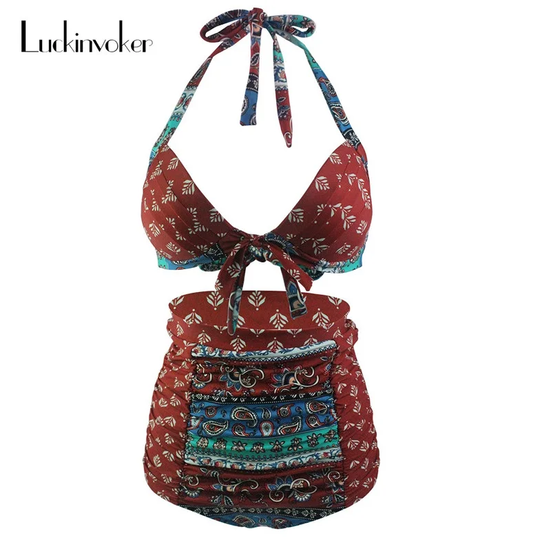 Buy Retro Bikinis Women S 4xl Floral High Waist