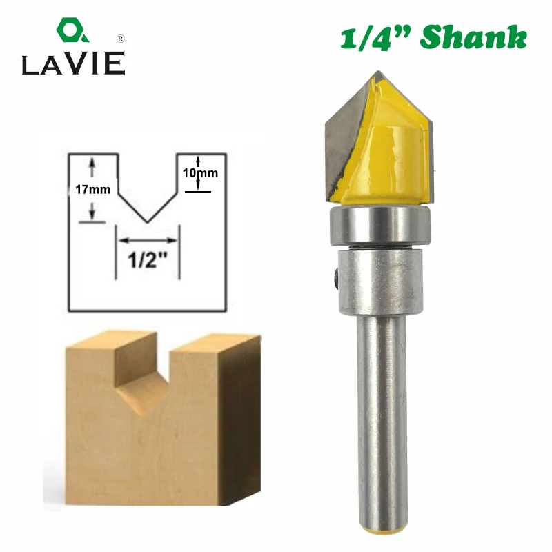 LAVIE 1pc 1/4" Shank V Groove Sign Lettering V Grooving Router Bit ...