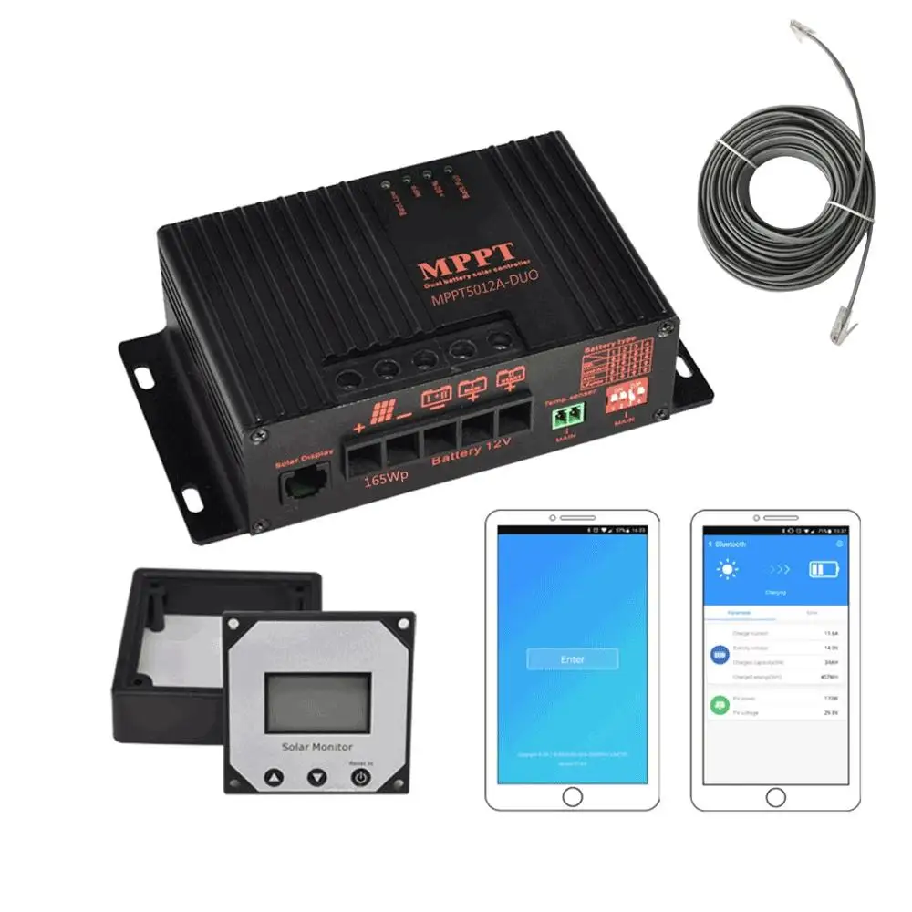 MPPT 10A/20A 12V Bluetooth контроллер заряда Солнечный контроллер ...
