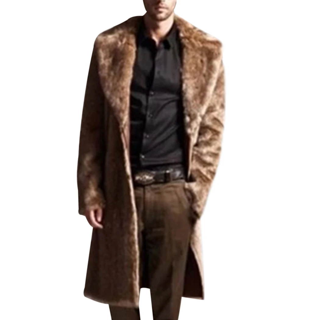 Long Faux Fur Coat Men Winter Faux Fur Jacket On Both Sides Coat Mens Punk Parka Jackets Full ...