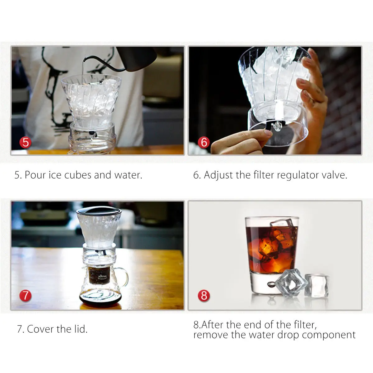 Glass Cold Ice Water Drip Coffee Maker Brew Pot Dripper Coffeemaker ...