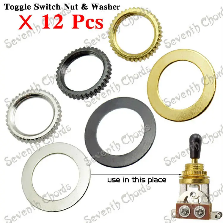 12ชุดกีตาร์ไฟฟ้าสลับสลับ Nut เครื่องซักผ้า Pickup Selector Switch Nut ...