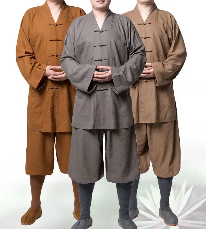 UNISEX top quality linen buddhism shaolin monks suits meditation lay ...