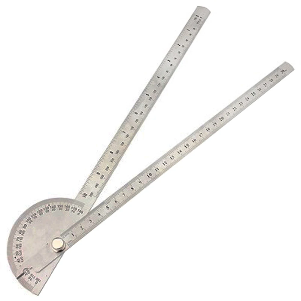 180 Degree Stainless Steel Protractor Round Head Dual Arm Angle ...