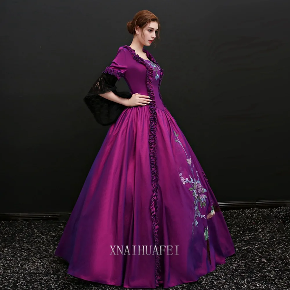 18th Century Rococo Purple Royal Court Dress Retro Baroque Clothing ...