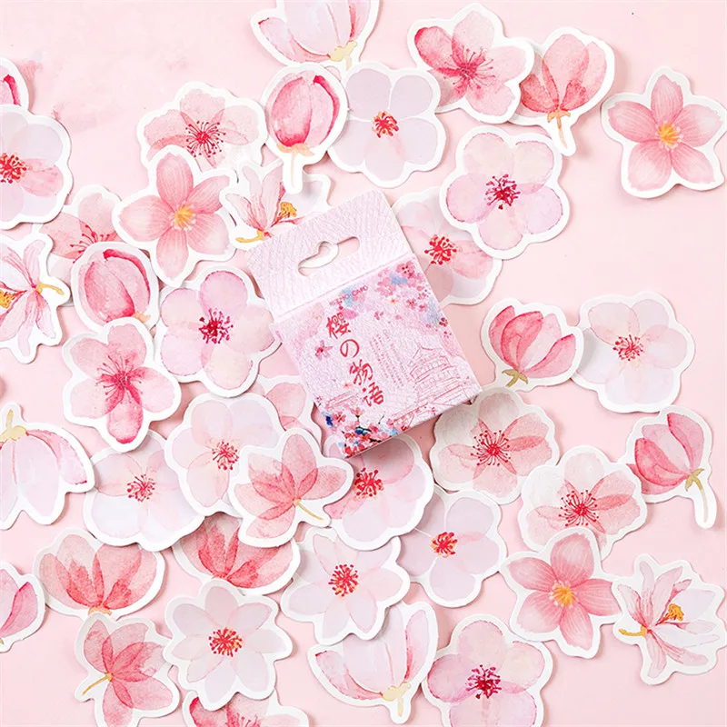 45Pcs-pack-Cherry-Blossoms-Sakura-Decorative-Stickers-Adhesive-Stickers ...