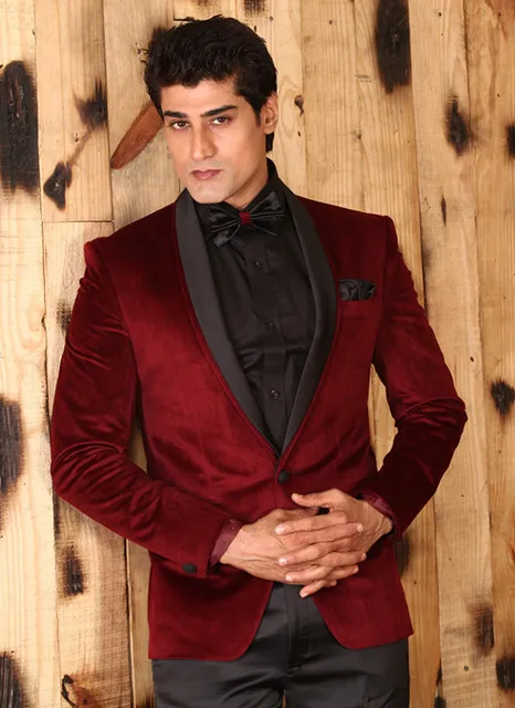 New Arrivals Red Velvet Men Suits Slim Fit Formal Groom Prom Party ...