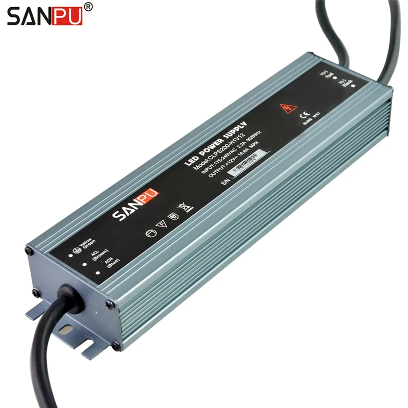 SANPU Waterproof 12 Volt LED Power Supply 12V DC 200W 16A IP67 220V AC ...