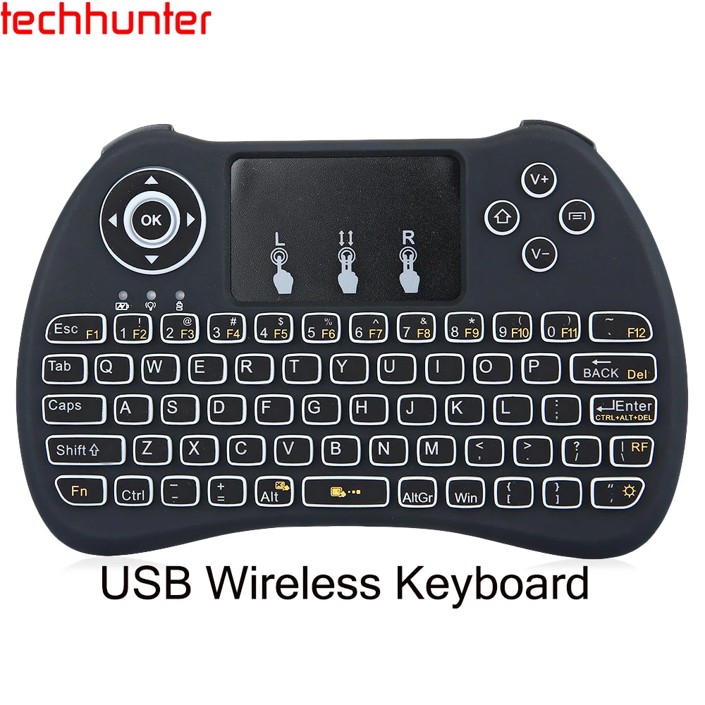 H9 Mini Hand held Wireless QWERTY Keyboard Air Mouse Combo 2.4Ghz USB ...
