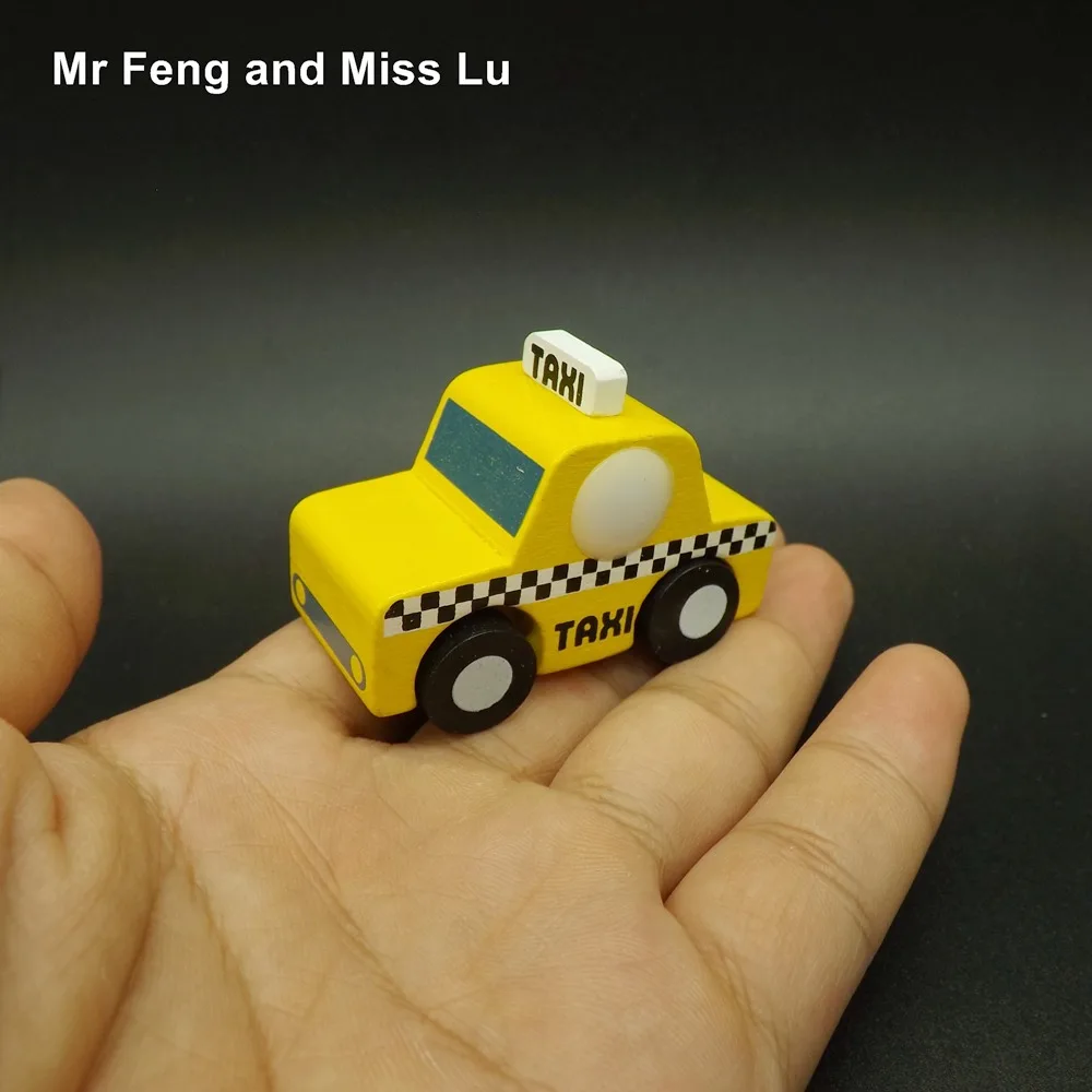 Mini Taxi Model Creative Toy Kid Mini Wooden Car Early Learning Toys ...