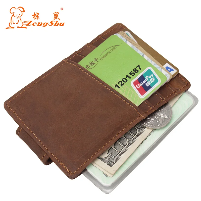 Vintage Genuine Leather Money Clips Fashion Designer Solid Men's Money ...