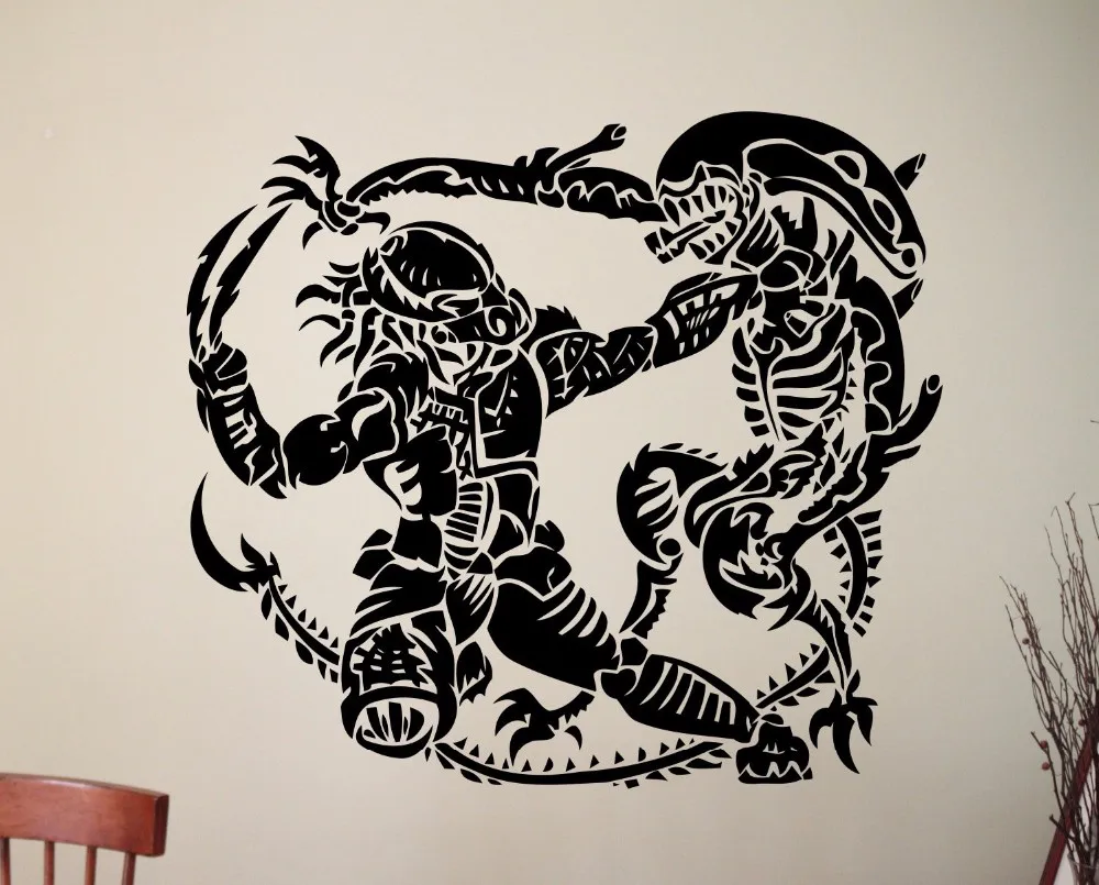 Alien vs Predator Vinyl Sticker Retro Movie Poster Wall Art Decals Home ...