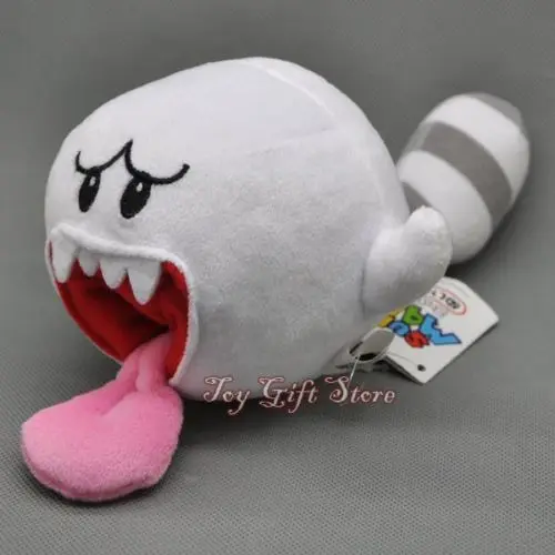 Super Mario Bro Tanooki Tail Boo Ghost 8in Plush Stuffed Doll Toy Soft ...
