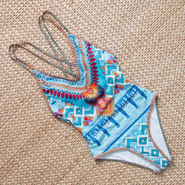 Swimsuit 2017 Beach Wear Print Bandage Women Bodysuit Monokini Bathing ...