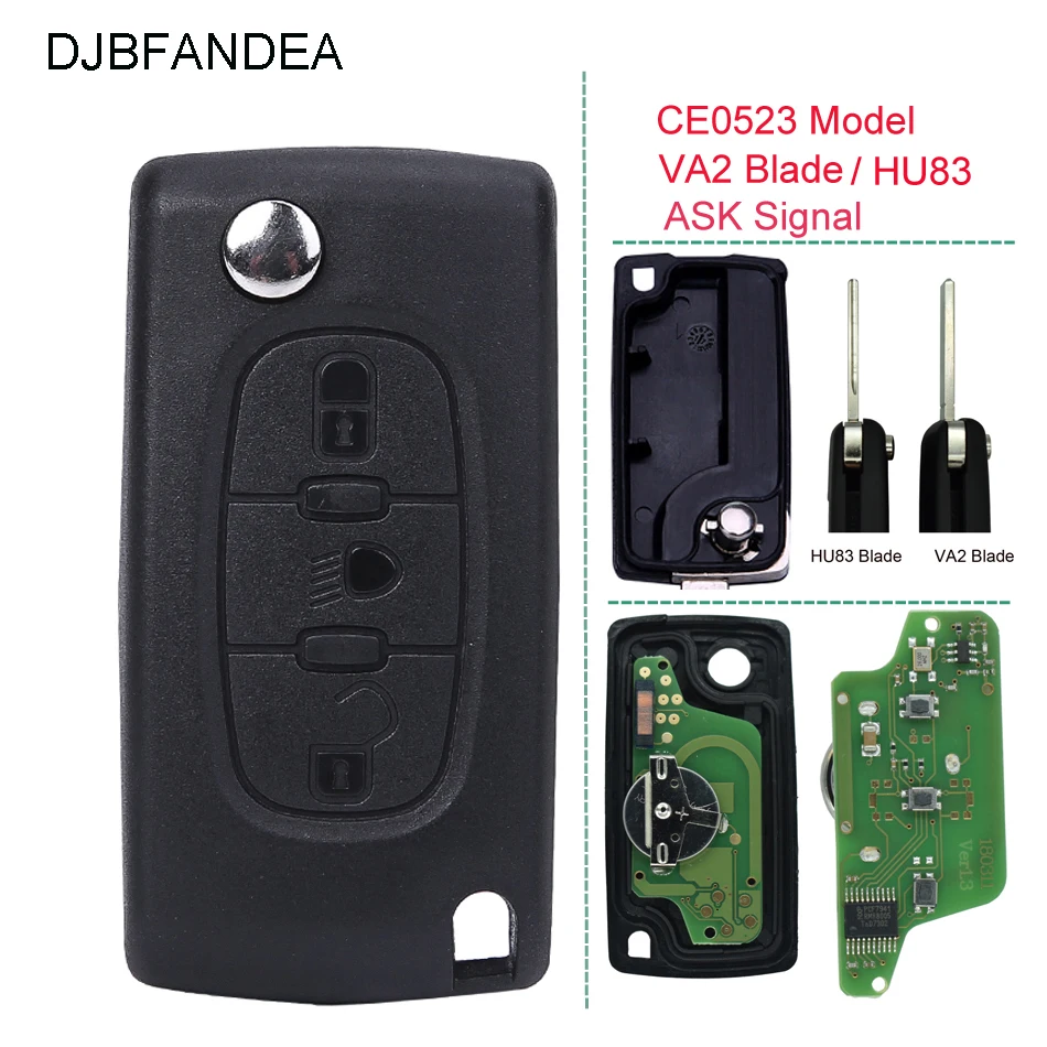DJBFANDEA Vehicle Remote Key 433MHz for Citroen Car C5/C4/C3/C2 ...