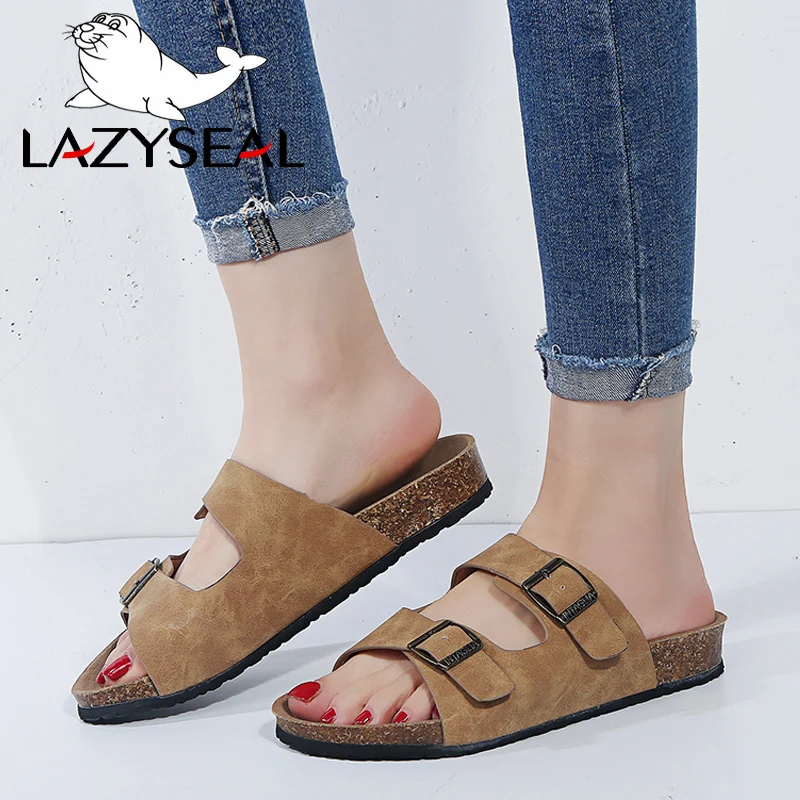 Lazyseal 여름 스타일 신발 여성과 남성 샌들 신발 코르크 슬리퍼 샌들 플립 플롭 비치 슬리퍼 플랫 힐 대형