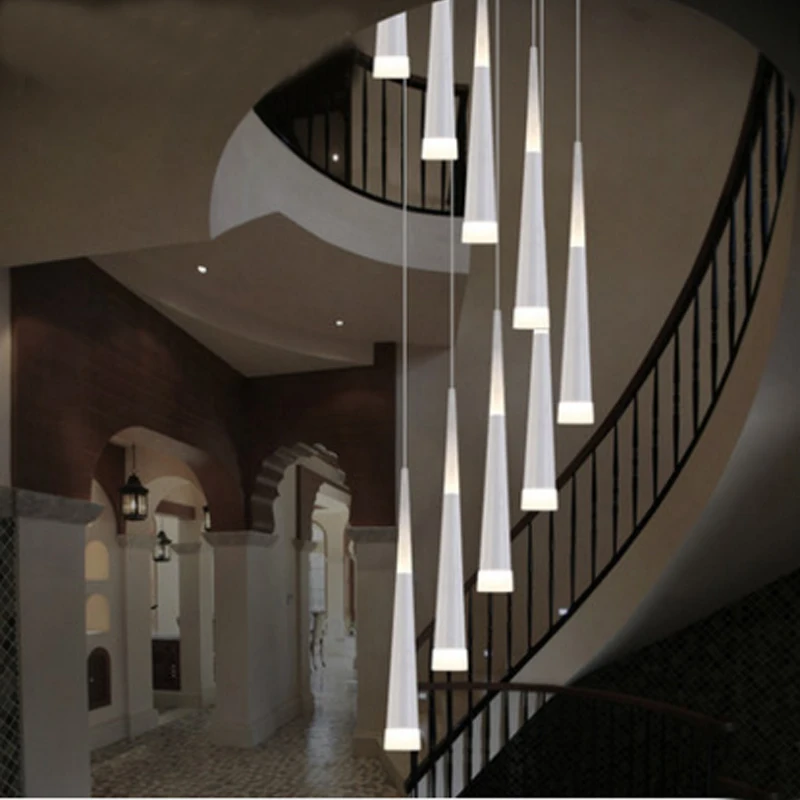 Led regen drop lichten lange spiraal kroonluchter indoor trap ...