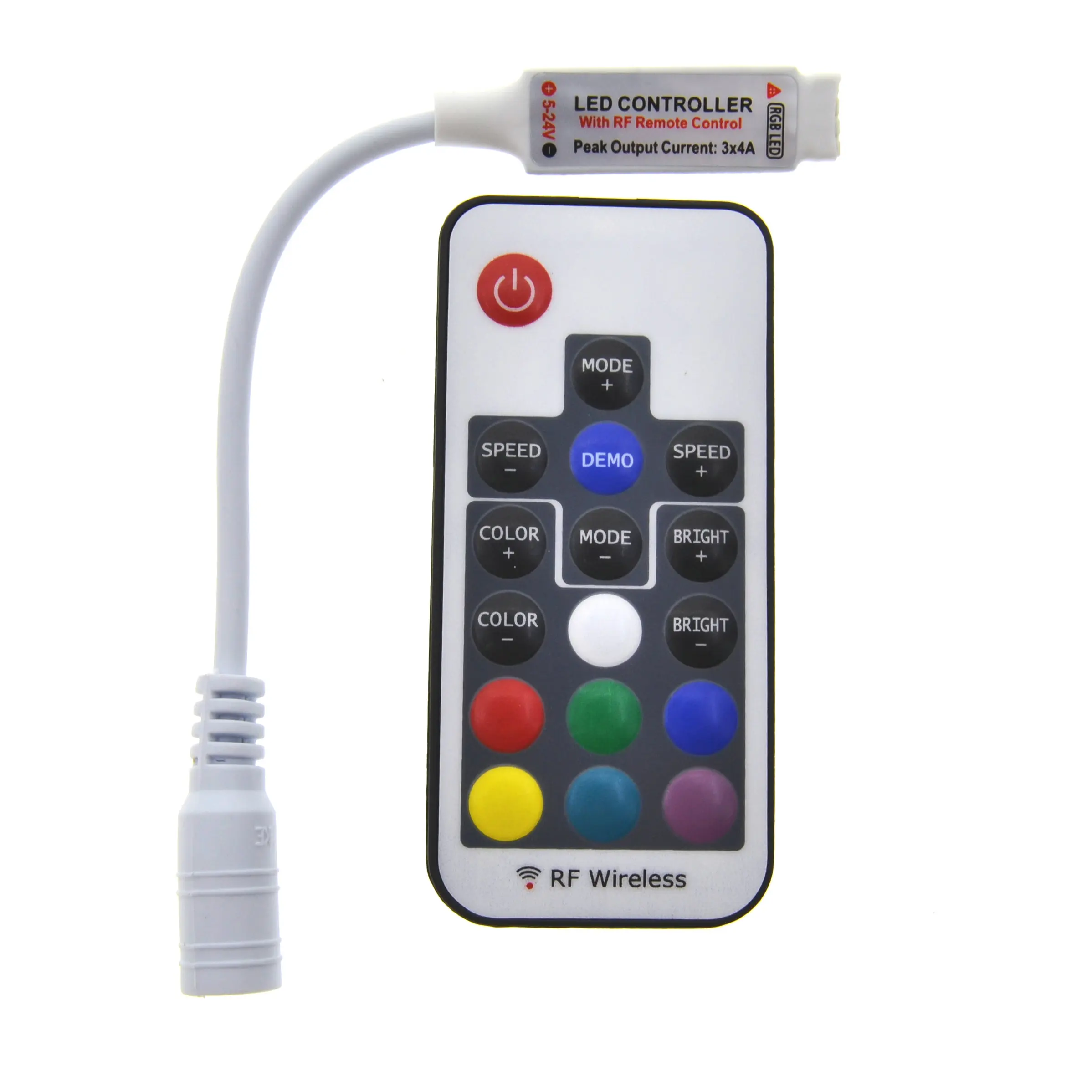 LED RGB Controler DC5 24V 17key RF Wireless Remote Controller For RGB ...