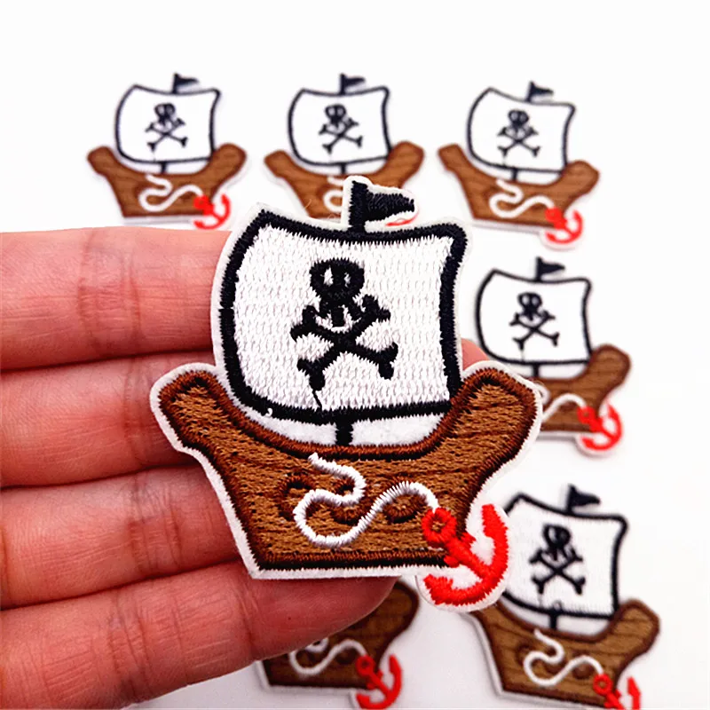 Wholesale 10Pcs Pirate Ship Badges Patches Iron On Sewing Embroidered ...