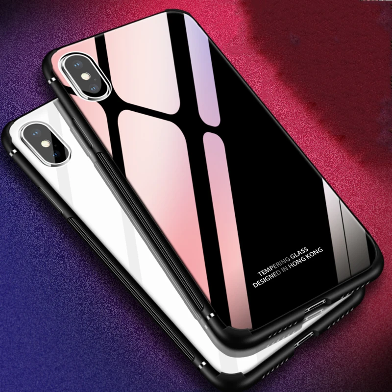Toraise For Iphone X Case Luxury Soft Tpu+rigid Glass Pc Back Cove Case ...