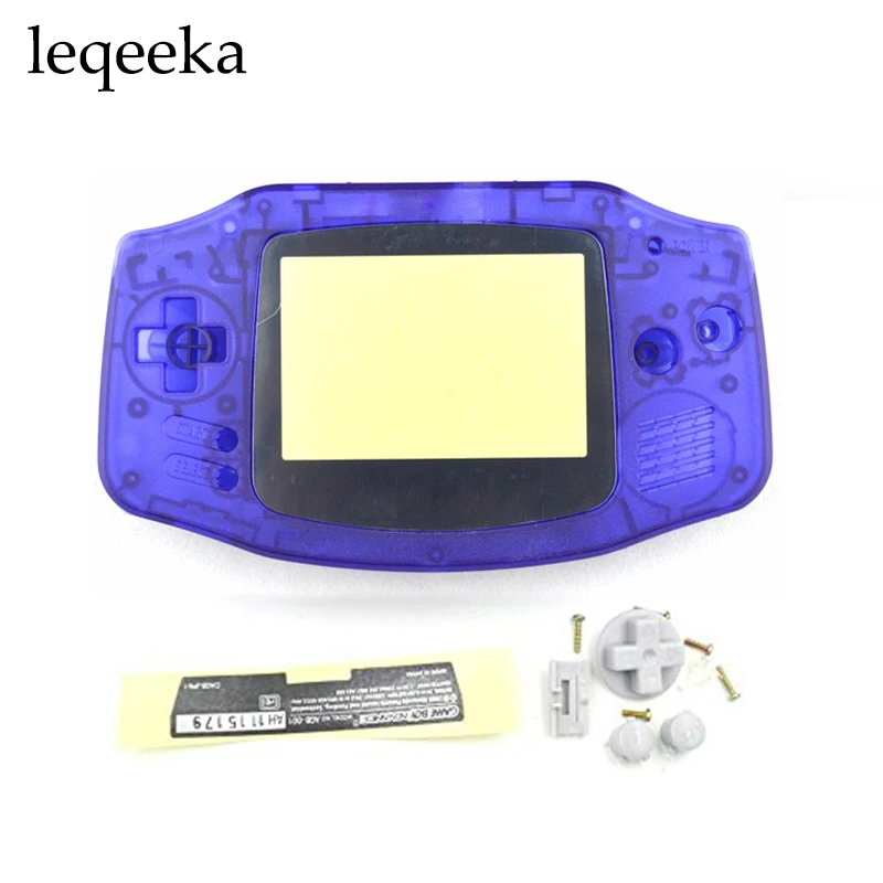 For Gameboy Advance GBA Full Housing Shell Cover Transparent Blue Color ...