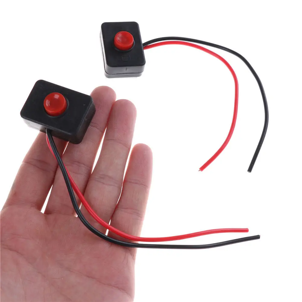 DC 12V 2AAdhesive Base Push Button Action Wired Switch for Car 3.5 x 2. ...