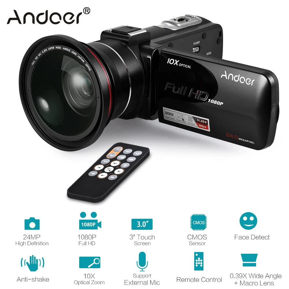 Andoer HDV Z82 1080P Full HD 24MP Digital Video Camera Camcorder 10X ...