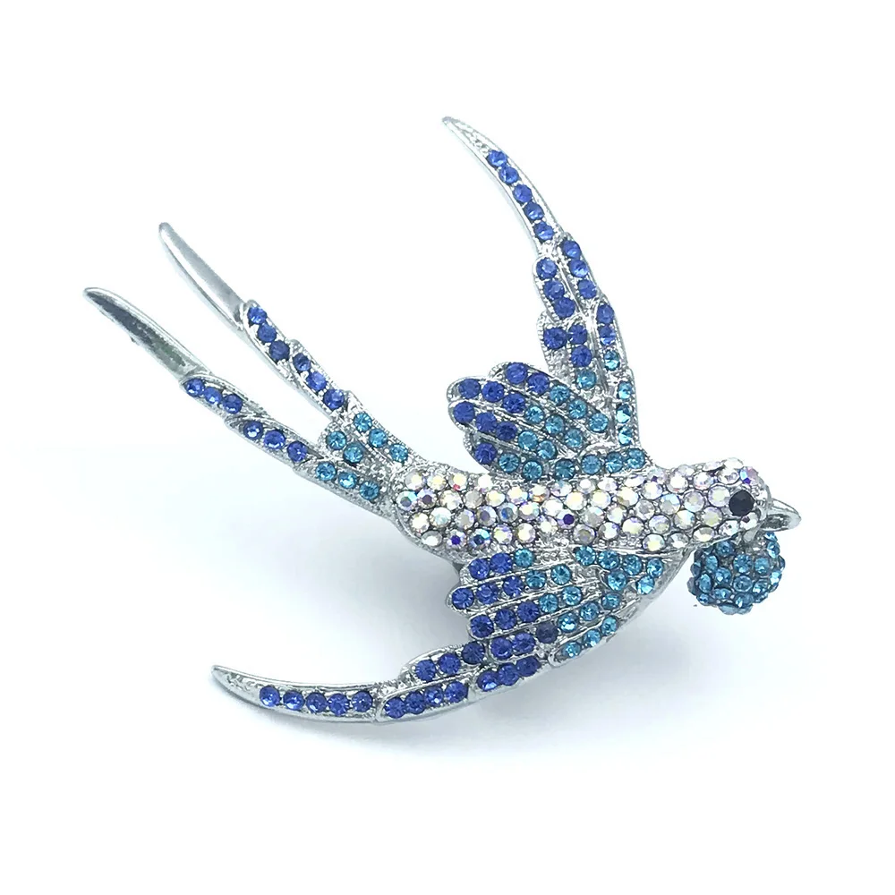 Rhinestone Brooch Swallow Brooches for Women Vintage female broach ...