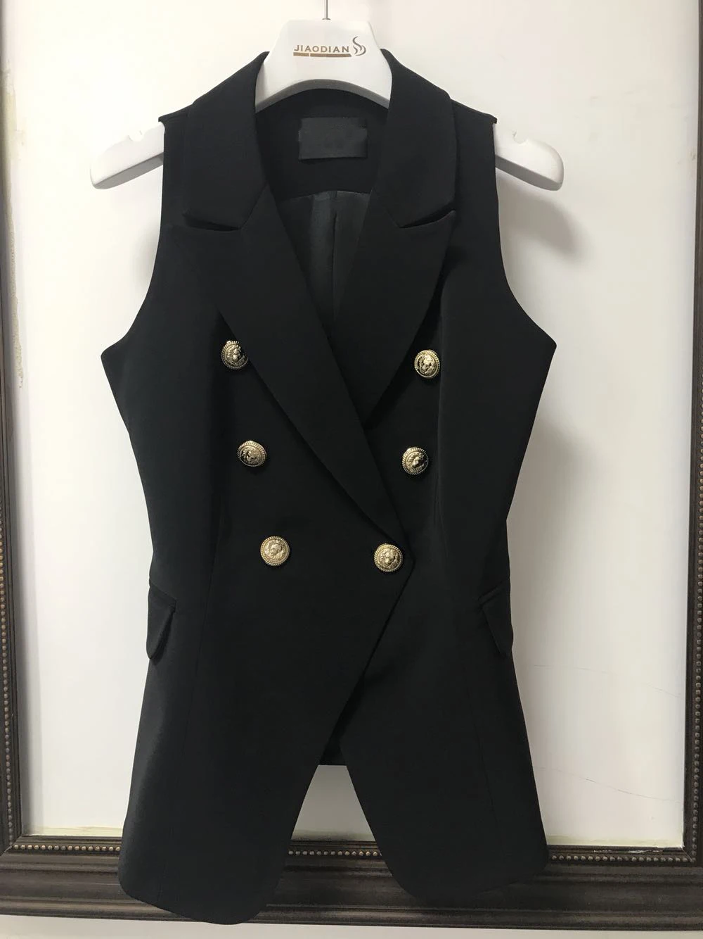 Brand Design Women's Vest Elegant Gold Button Double Breasted Office ...