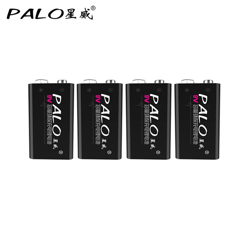 High Quality 4pcs 6LR61 6F22 006p 9V LI ion 600mah rechargeable battery ...
